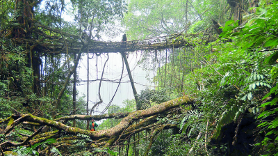(From top) Rangthylliang 5: The upper span is a great distance above ...